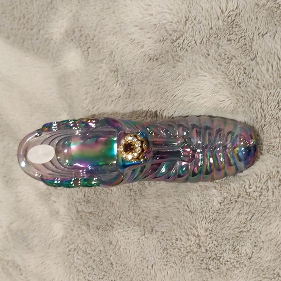 Fenton | Art | Beautiful Iridescent Fenton Glass Shoe With Rhinestone ...